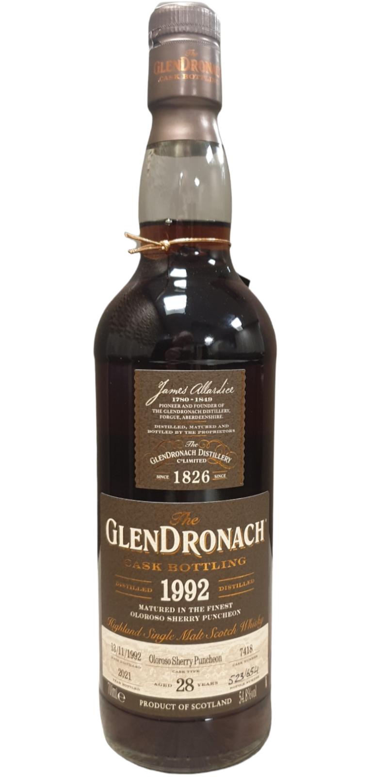 [BUY] GlenDronach 28 Year Old (D.1992, B.2021) Oloroso Sherry Puncheon ...